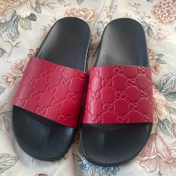 Gucci | Shoes | Gucci Red Leather Sandals | Poshmark
